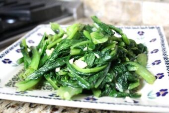 Stir-Fried Snow Pea Leaves with Garlic - The Woks of Life
