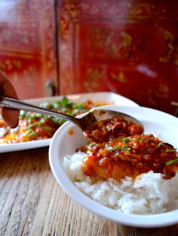 Steamed Fish w/ Spicy Bean Sauce (Douban Yu) - The Woks of Life