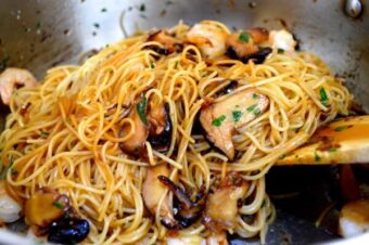 Soy Sauce Butter Pasta with Shrimp and Shiitakes - The Woks of Life