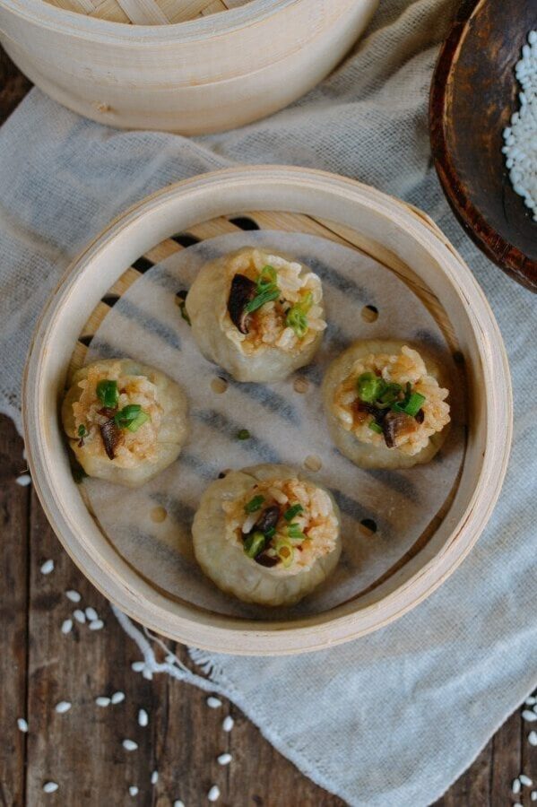 Sticky Rice Mushroom Shumai w/ Homemade Wrappers (Vegan) - The Woks of Life