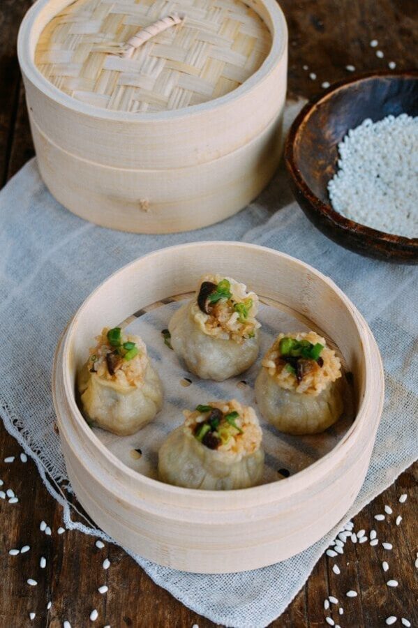 Sticky Rice Mushroom Shumai w/ Homemade Wrappers (Vegan) - The Woks of Life