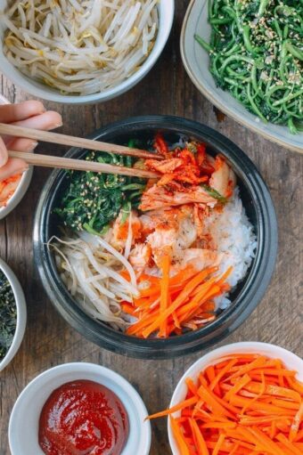 Salmon Bibimbap Korean Rice Bowl Recipe - The Woks of Life