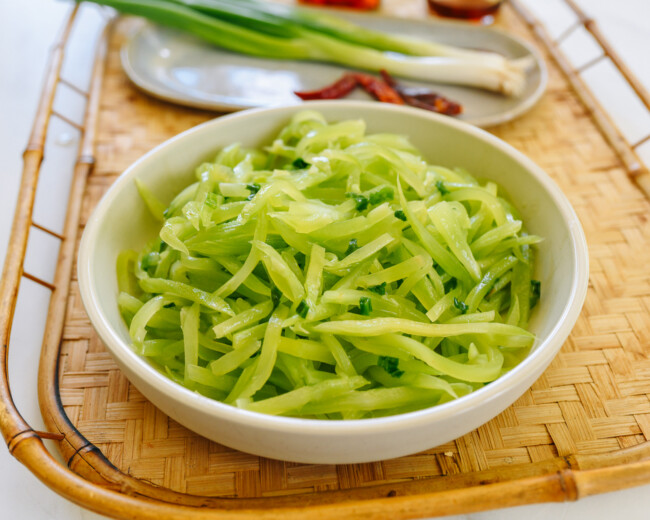 Celtuce Salad with Scallion Oil - The Woks of Life