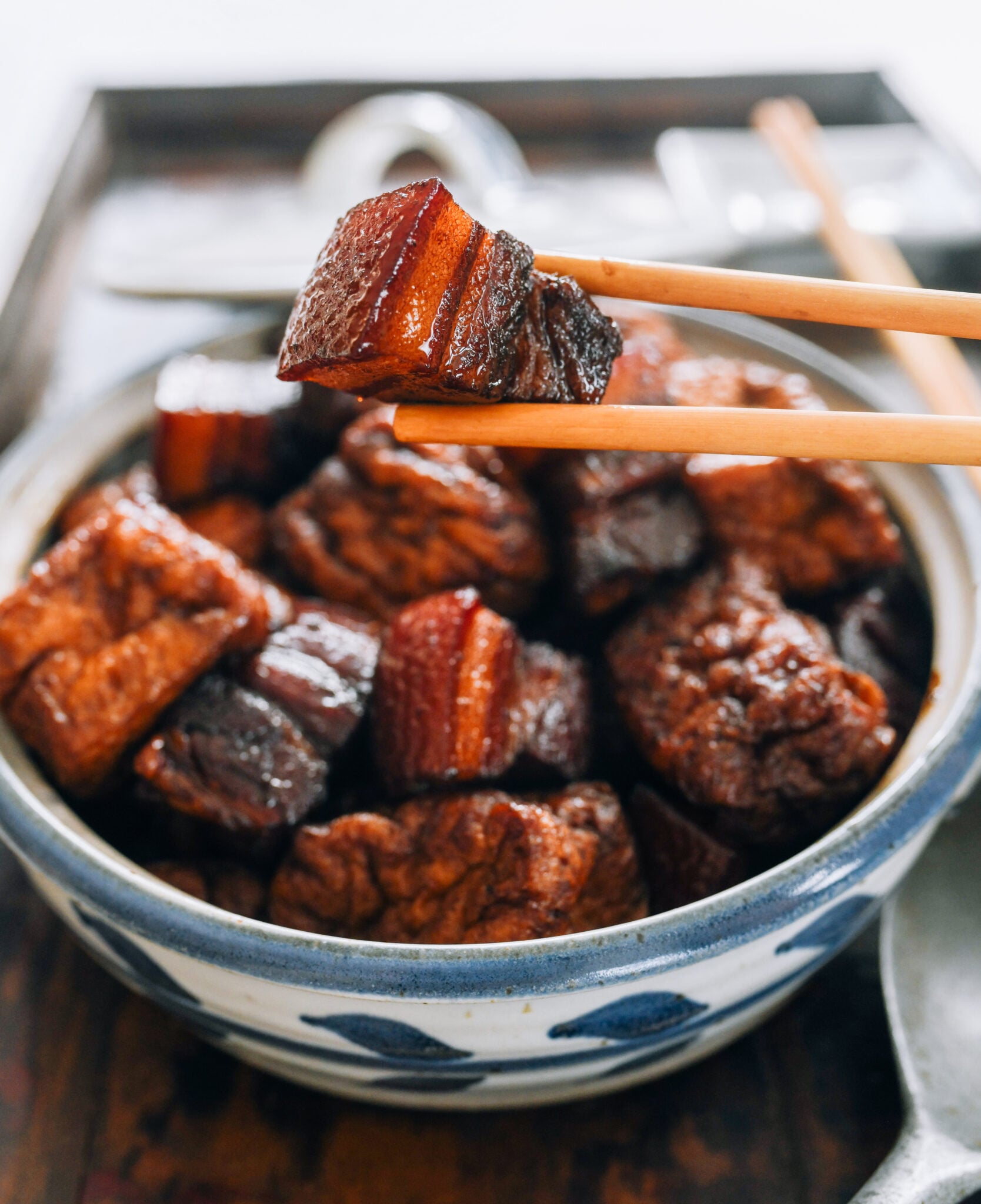 Braised Pork Belly with Tofu Puffs (油豆腐红烧肉) - The Woks of Life